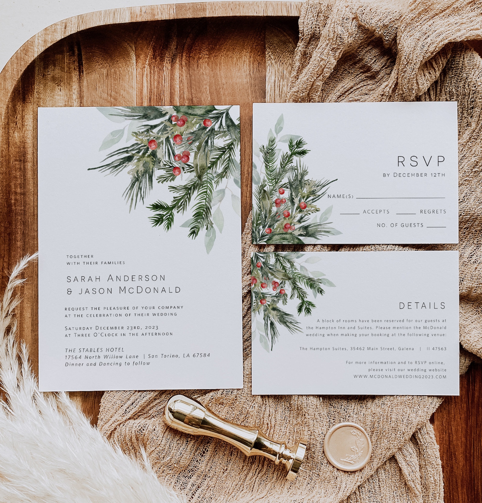 Christmas Wedding Invitation Template Wedding Invitation - Etsy