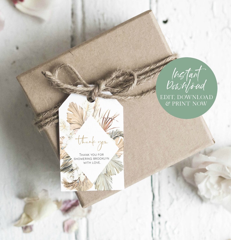 Boho Favor Tag Boho Thank You Tag Template Printable Palm - Etsy