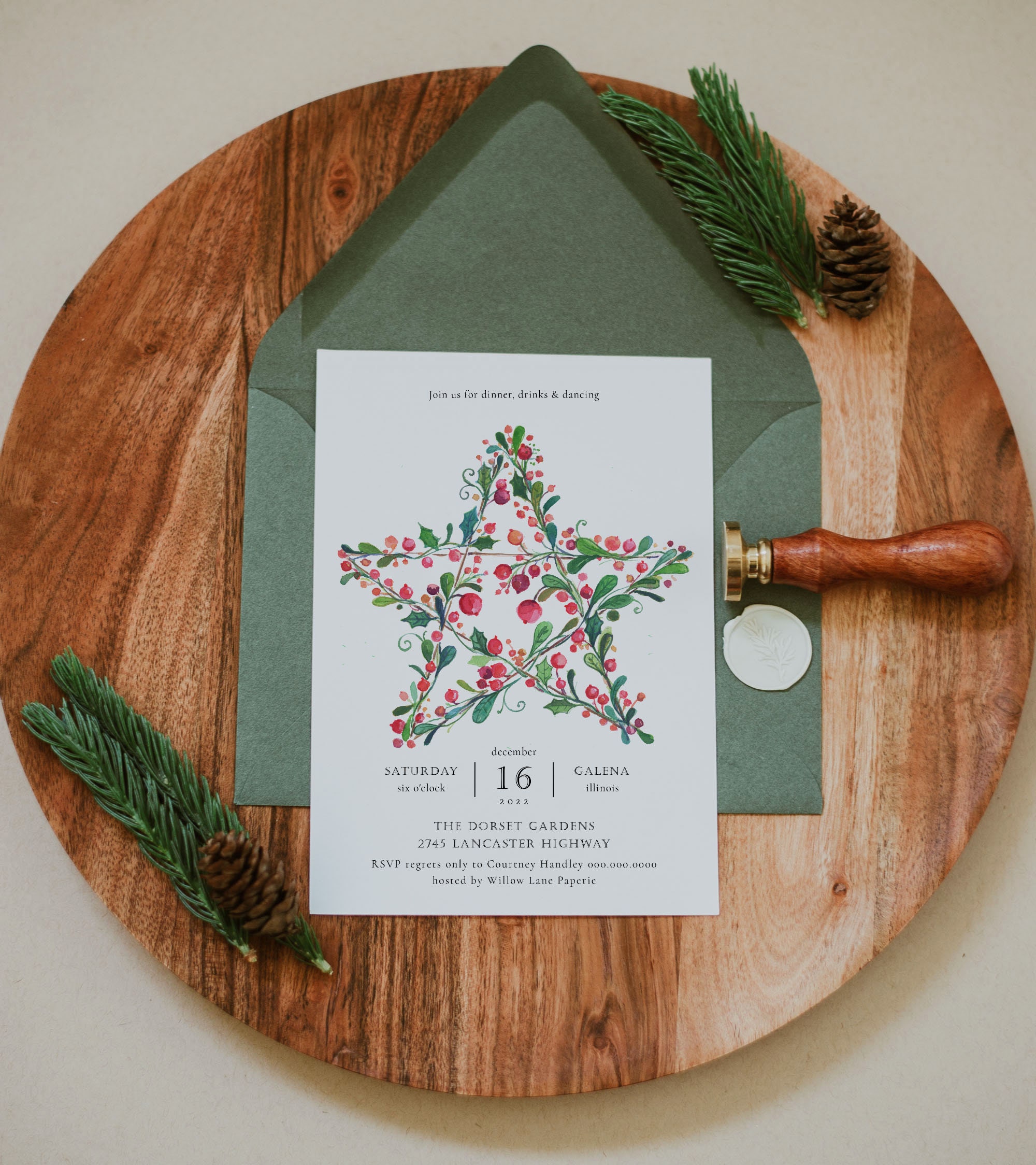 Christmas Invitation Printable Rustic Christmas Star | Etsy