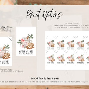 Warm Wishes Tag, Christmas Tag, Hot Cocoa Tag, Holiday Gift Tag ...