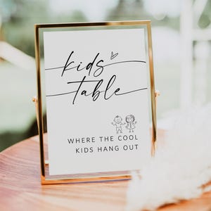 Kids Table Sign, Minimalist Wedding Children's Table Sign, Printable ...
