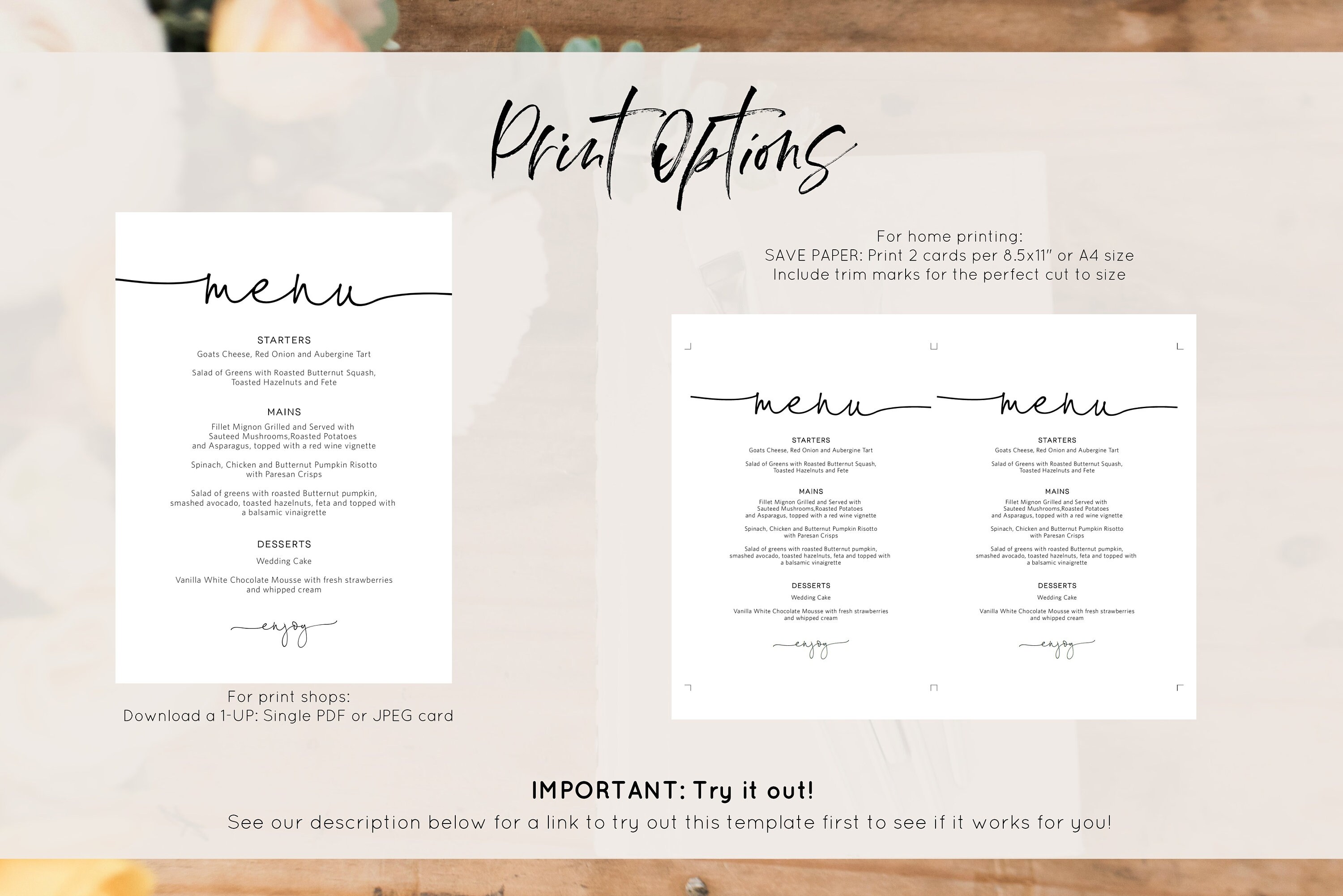 Script Wedding Menu Card Printable Menu Card 5x7 - Etsy