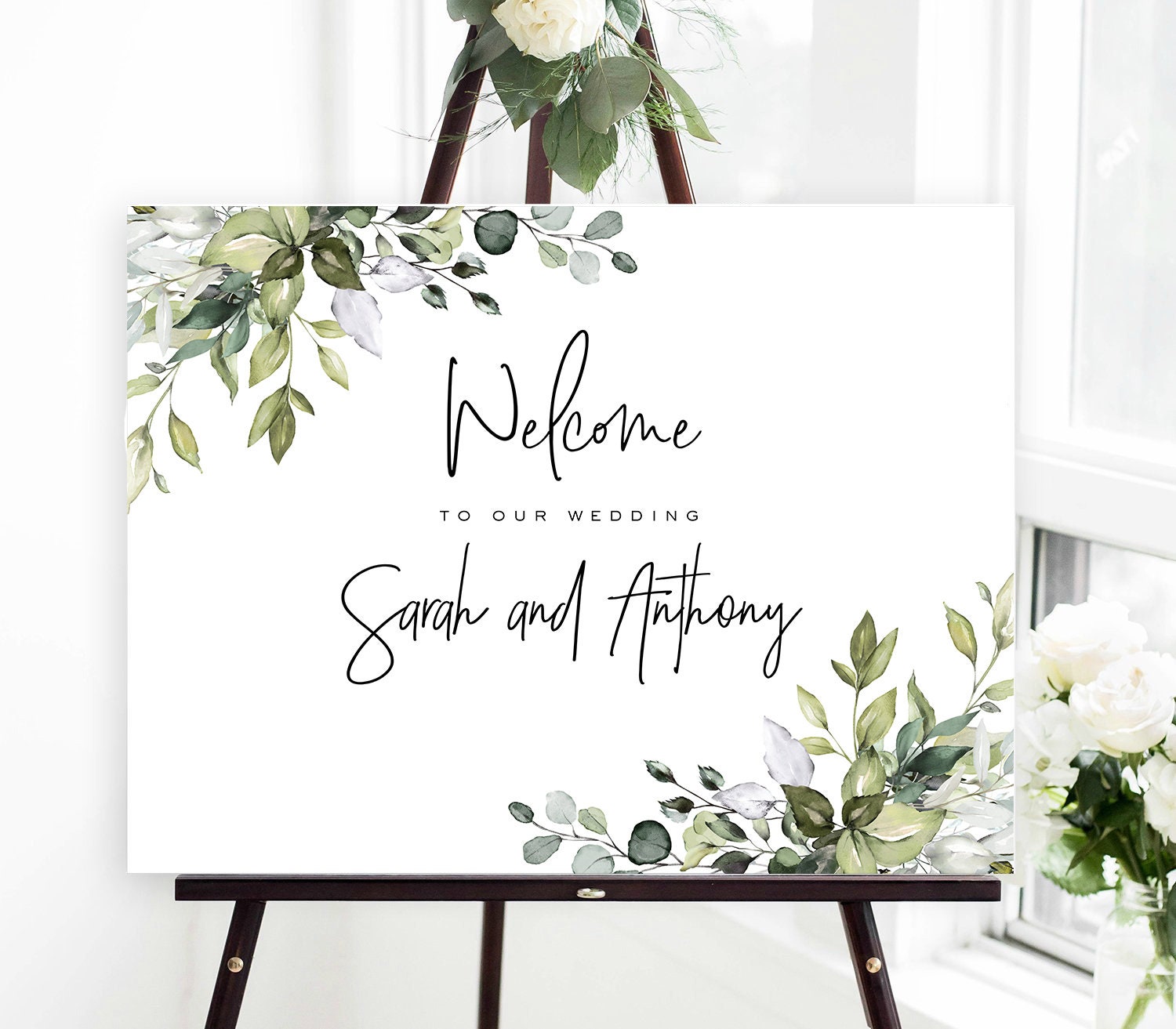 Greenery Wedding Welcome Sign Welcome Poster Printable - Etsy
