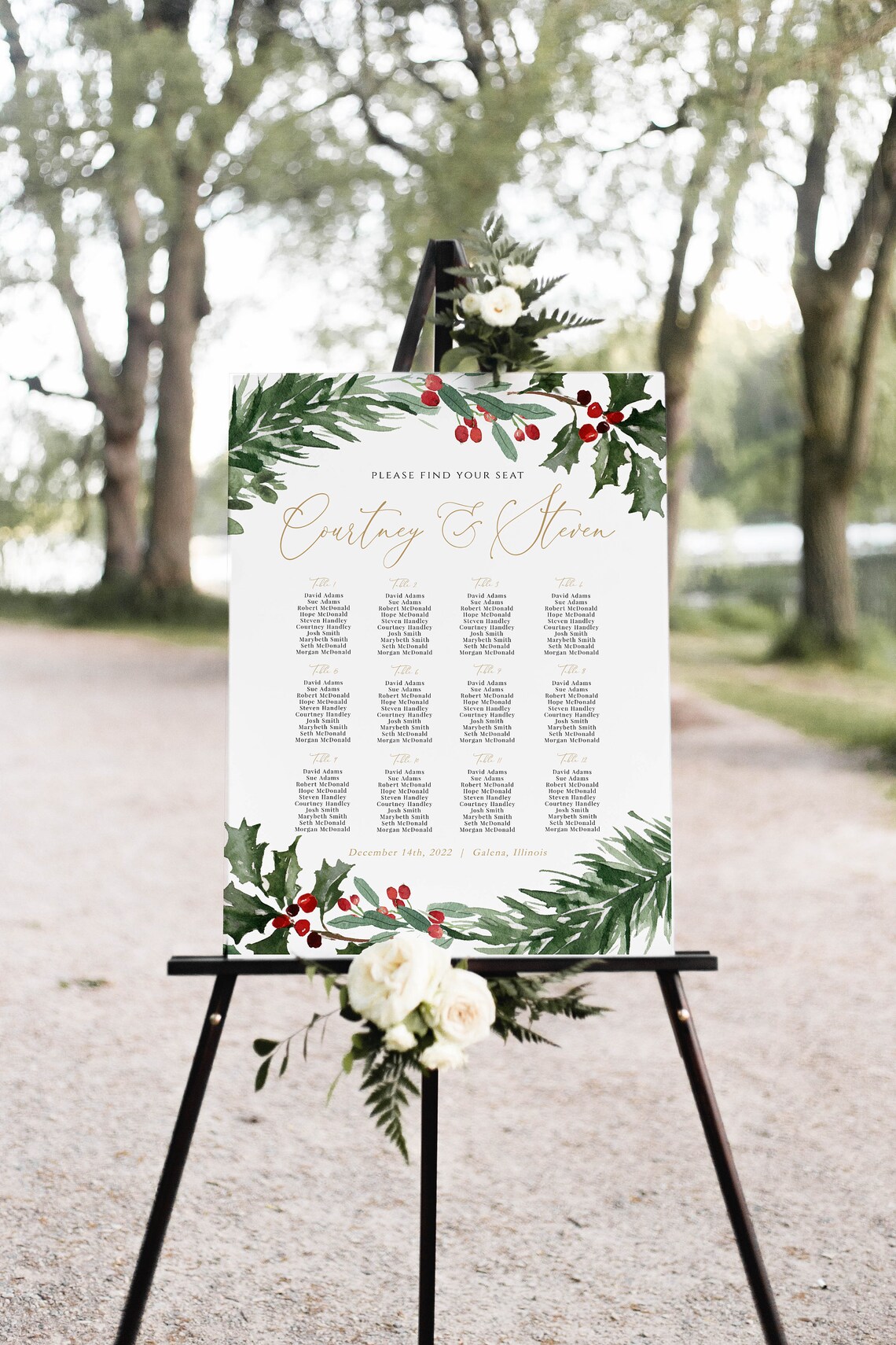 Christmas Seating Chart Poster Holiday Wedding Seating Chart - Etsy