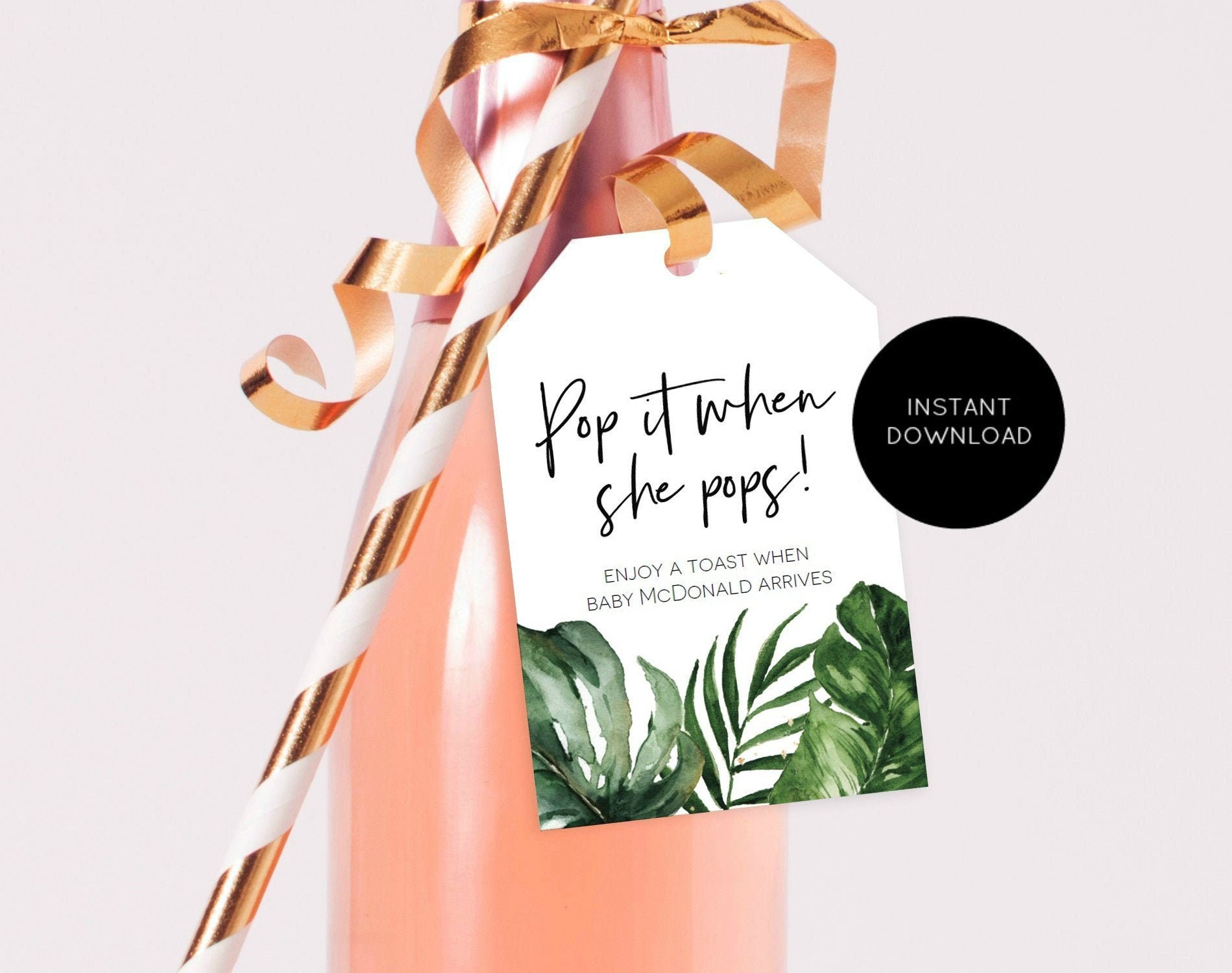Pop It When She Pops Tag Printable Shower Favor Template - Etsy