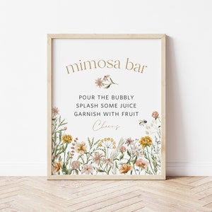 Mimosa Bar Sign Printable, Boho Mimosa Bar Template, Bridal Shower ...