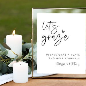 Let's Graze Sign, Modern Grazing Table Sign, Wedding Food Template ...