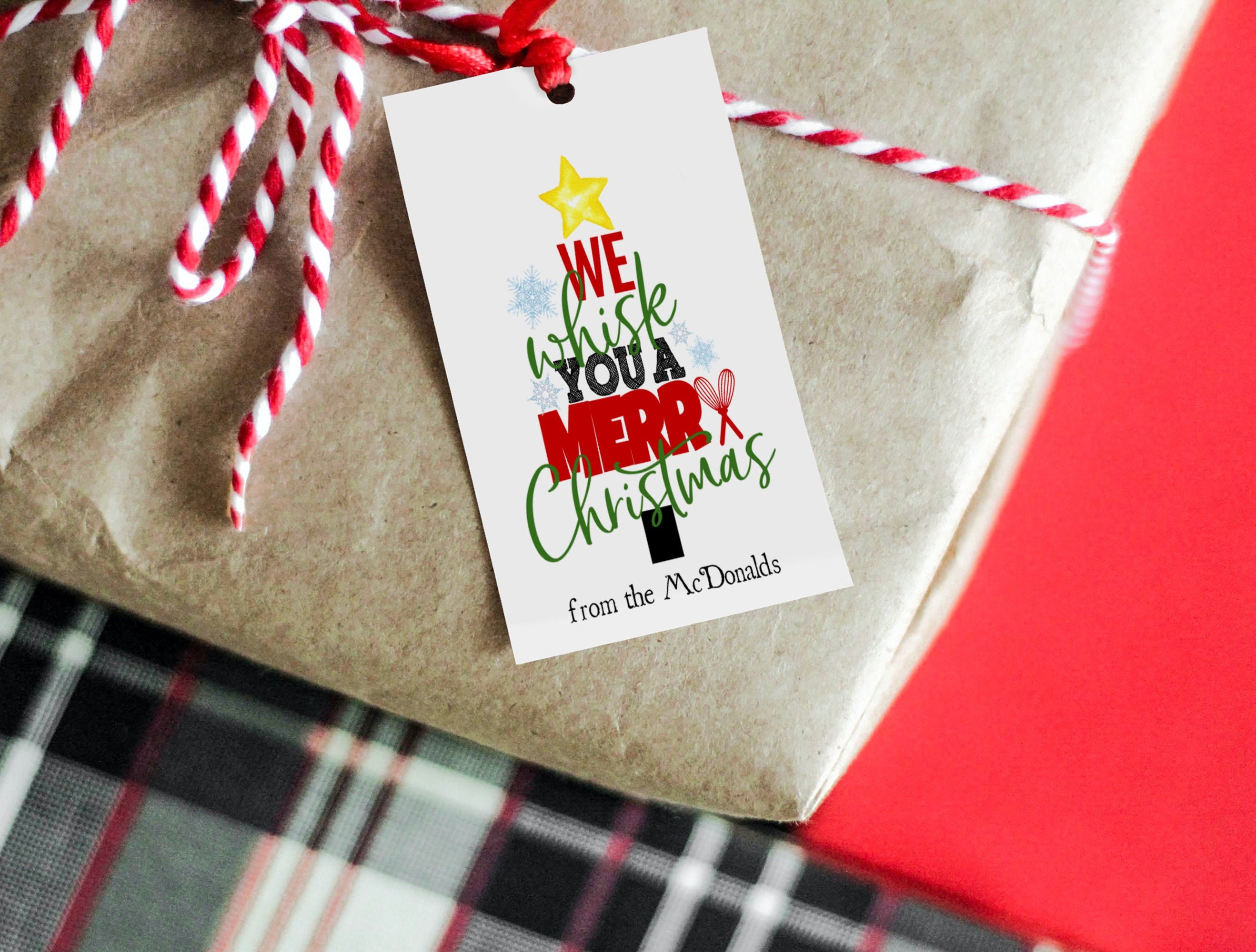 We Whisk You a Merry Christmas Tag, Holiday Gift Tag, Christmas Baking ...