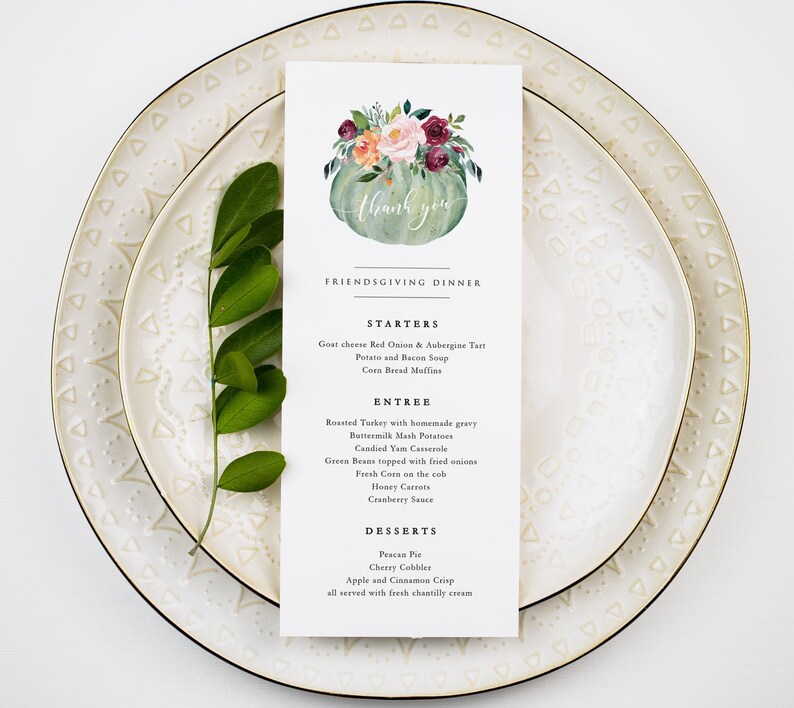 Thanksgiving Menu Card Template Friendsgiving Menu Printable Etsy