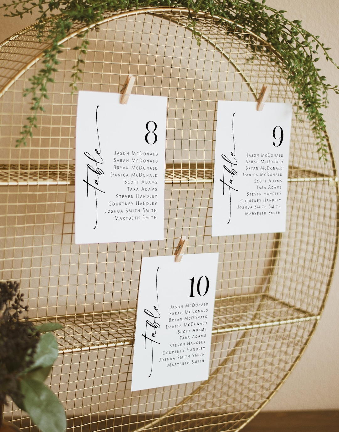 Modern Seating Chart Cards, Table Seating Chart, Wedding Seating Cards ...