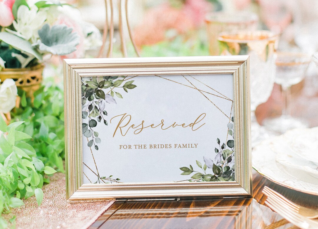 Wedding Reserved Sign, Wedding Reserved Sign Template, Greenery ...