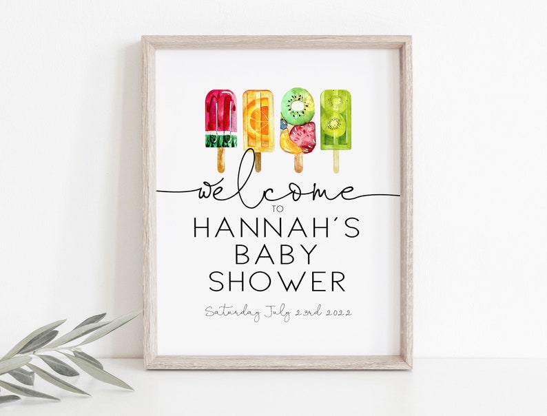 Popsicle Baby Shower Welcome Sign Icecream Welcome Poster - Etsy