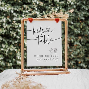 Kids Table Sign, Minimalist Wedding Children's Table Sign, Printable ...