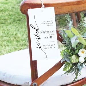 Reserved Chair Tags, Minimalist Wedding Reserved Tag, Reserved Seat ...