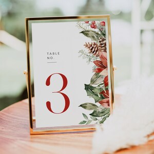 Christmas Printable Table Numbers, Holiday Table Numbers, 5x7 & 4x6 ...