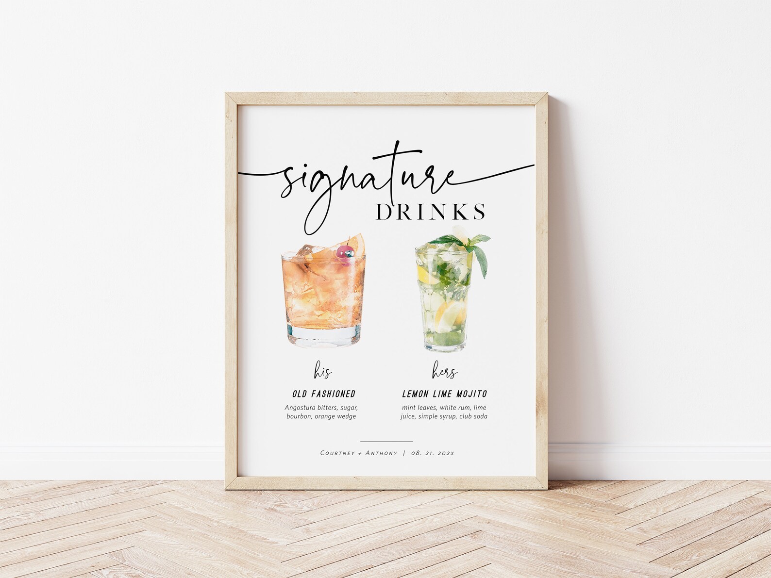 Signature Drinks Sign Template, Editable Signature Drinks, Signature ...