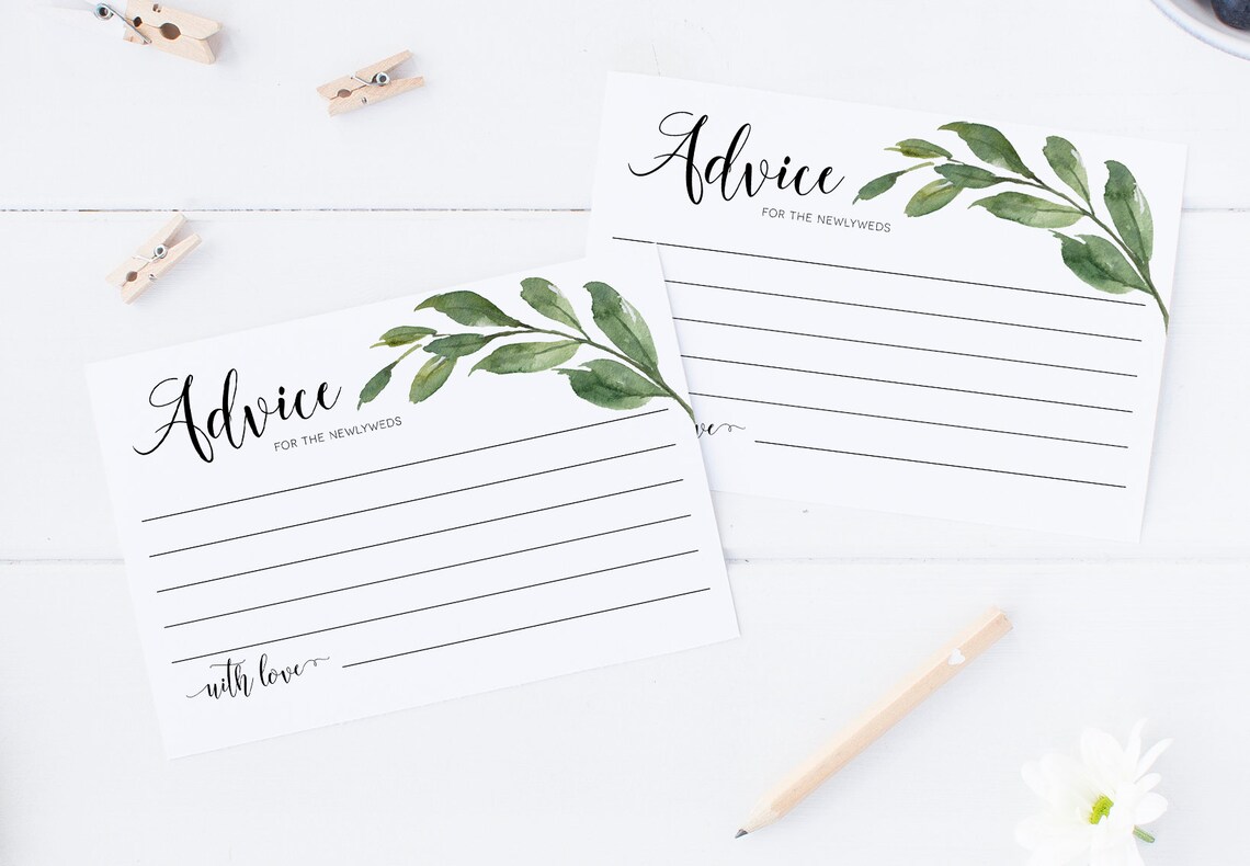 Bridal Advice Sign and Cards Advice Cards Template Bridal - Etsy