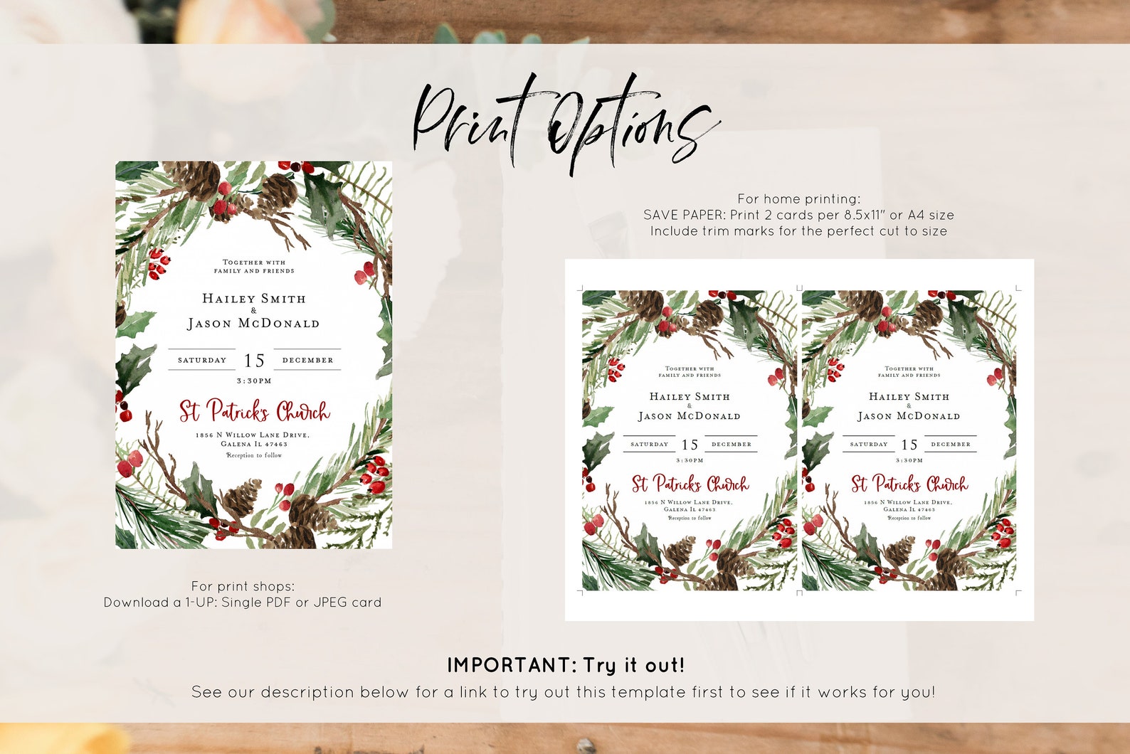Christmas Wedding Invitation Template Wedding Invitation - Etsy
