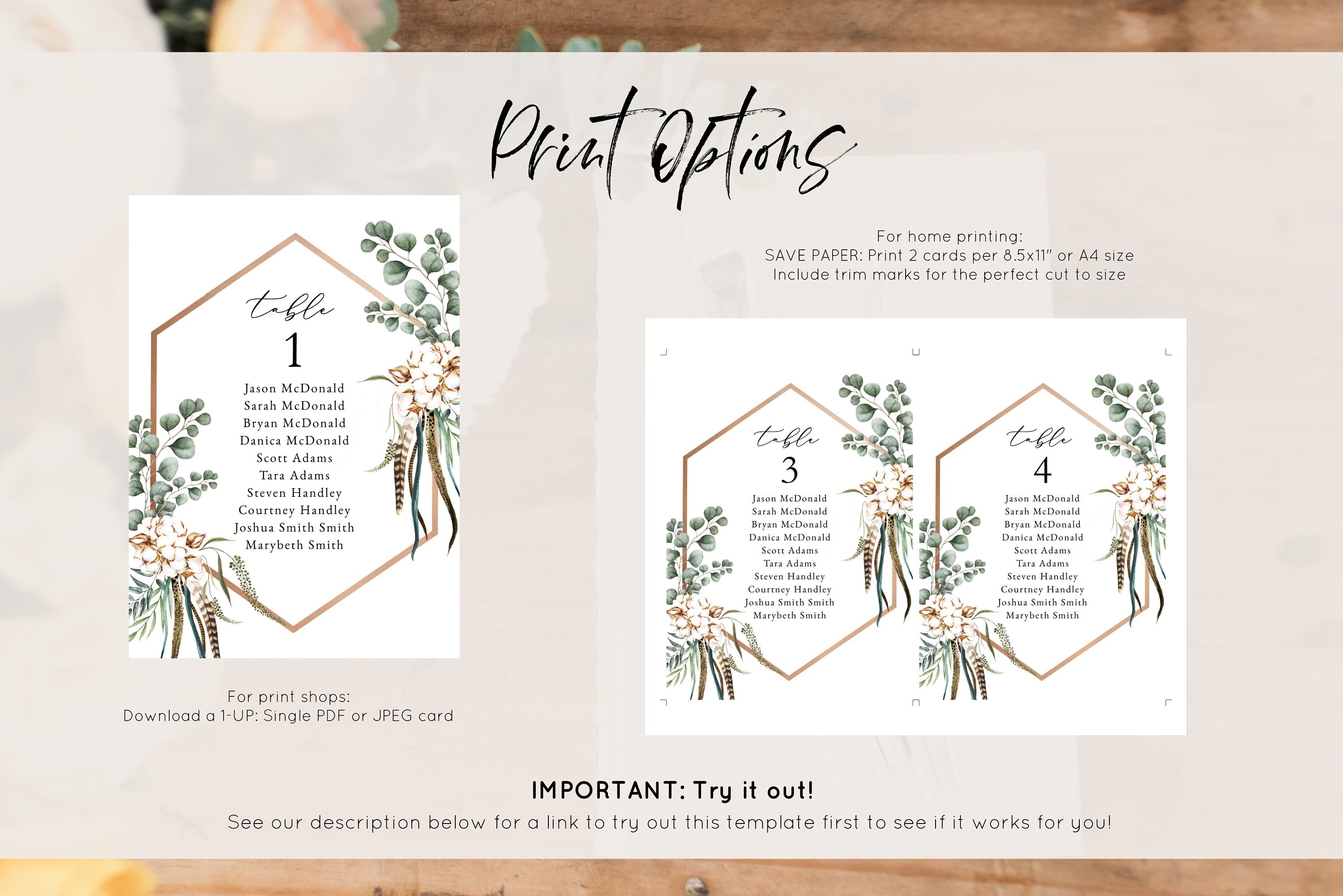 Boho Wedding Seating Chart Template Eucalyptus Table Seating | Etsy