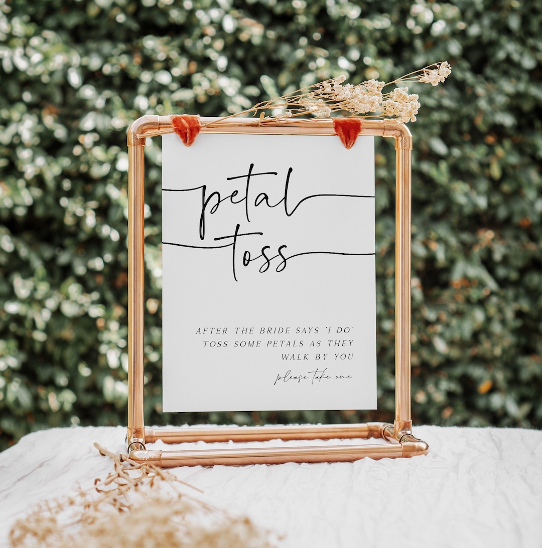 Mimimalist Petal Toss Sign, Wedding Petal Toss Sign, Editable Wedding ...