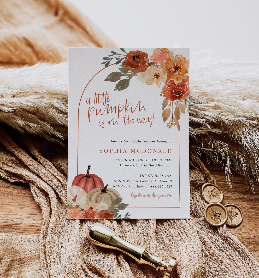 Fall Baby Shower Invitation, A Little Pumpkin Invitation, Pumpkin Baby ...