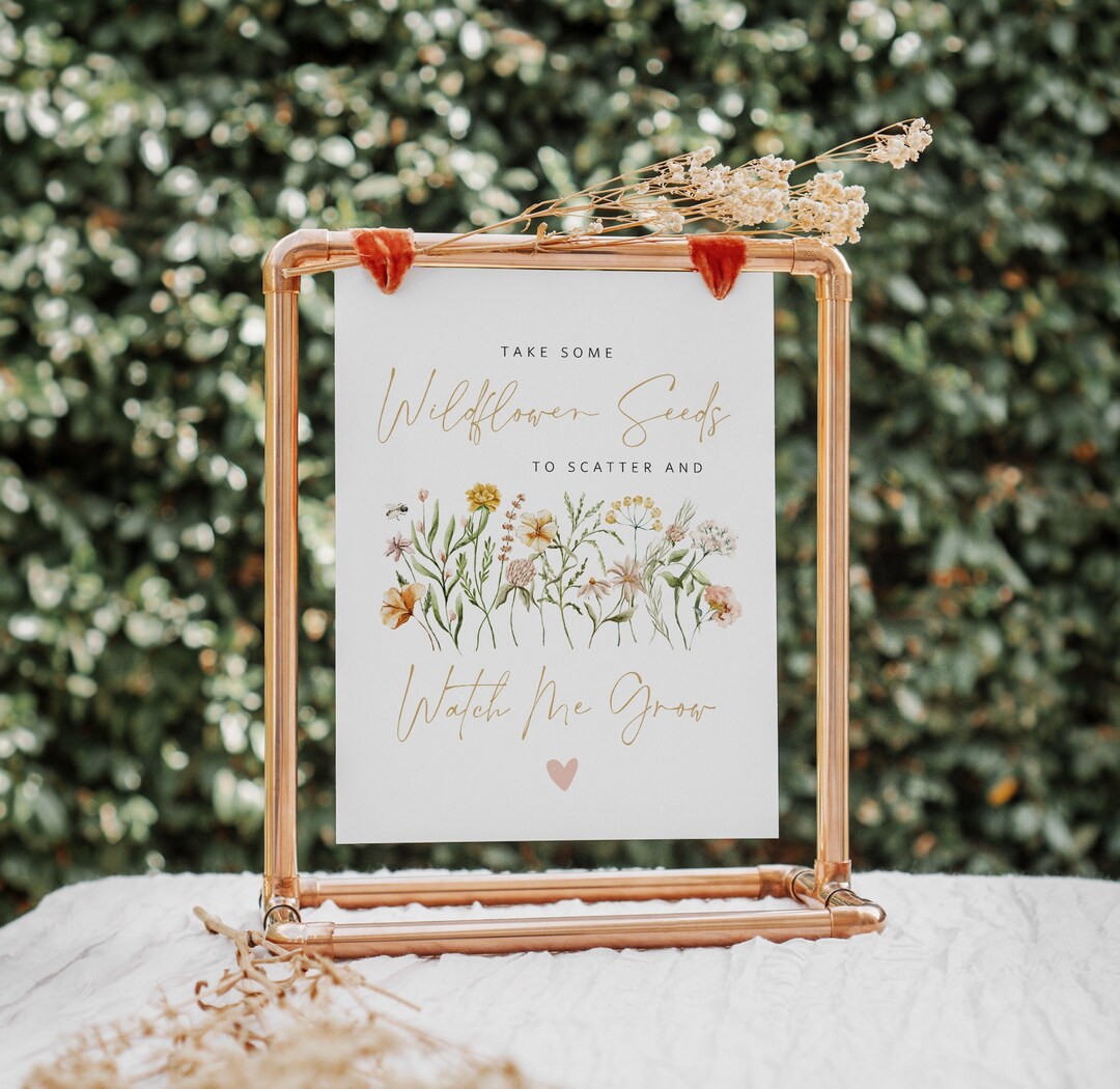Wildflower Seeds Sign, Floral Favor Sign, Seeds Favor Sign Template ...