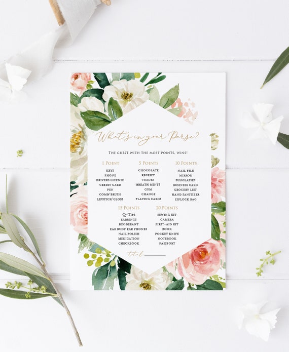Floral What's in Your Purse Game Bridal Shower Game - Etsy