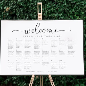 Calligraphy Seating Chart, Wedding Seating Chart, Alphabetical Seating ...