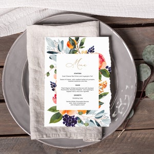 Navy Peach Menu Card Citrus Menu Printable Menu Sign - Etsy