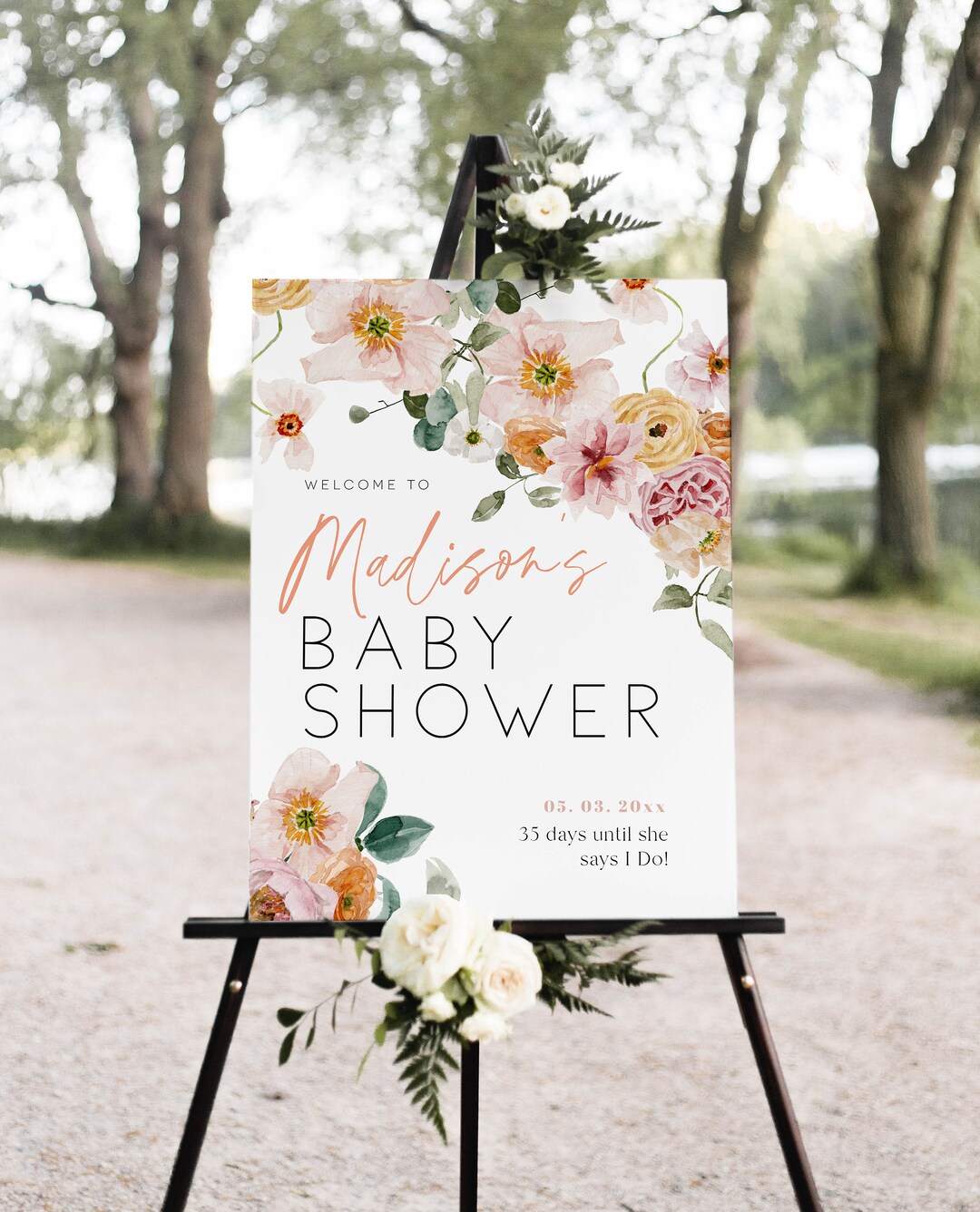 Wildflower Welcome Sign Poster, Shower Welcome Sign, Floral Welcome ...