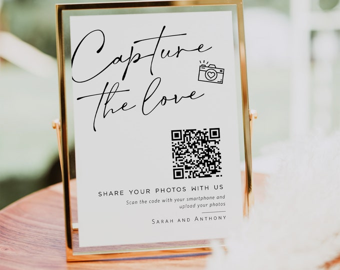 Capture the Love Wedding QR Code Sign, Editable Photo Sharing (digital ...