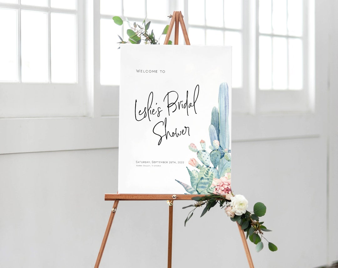 Cactus Welcome Sign, Blush Cactus Welcome Poster, Printable Welcome ...