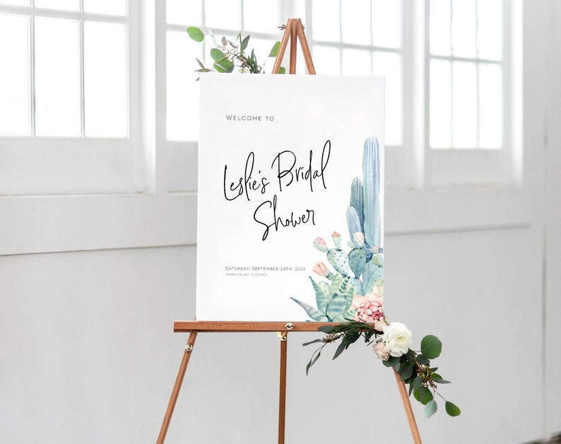 Cactus Welcome Sign, Blush Cactus Welcome Poster, Printable Welcome ...