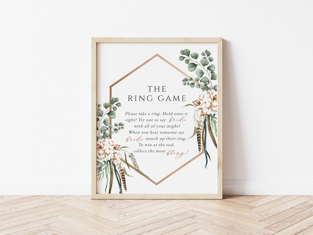 Boho the Ring Game, Bridal Shower Game Sign, Bridal Shower Sign, Bridal ...