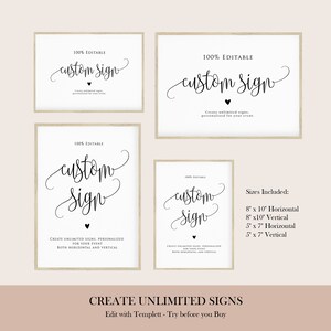 Editable Custom Wedding Sign Template, Script Wedding Sign, Bridal ...