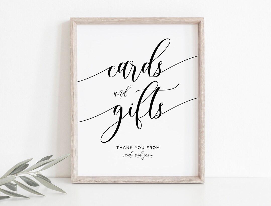 Script Cards and Gifts Sign, Editable Wedding Signage, Wedding Cards ...
