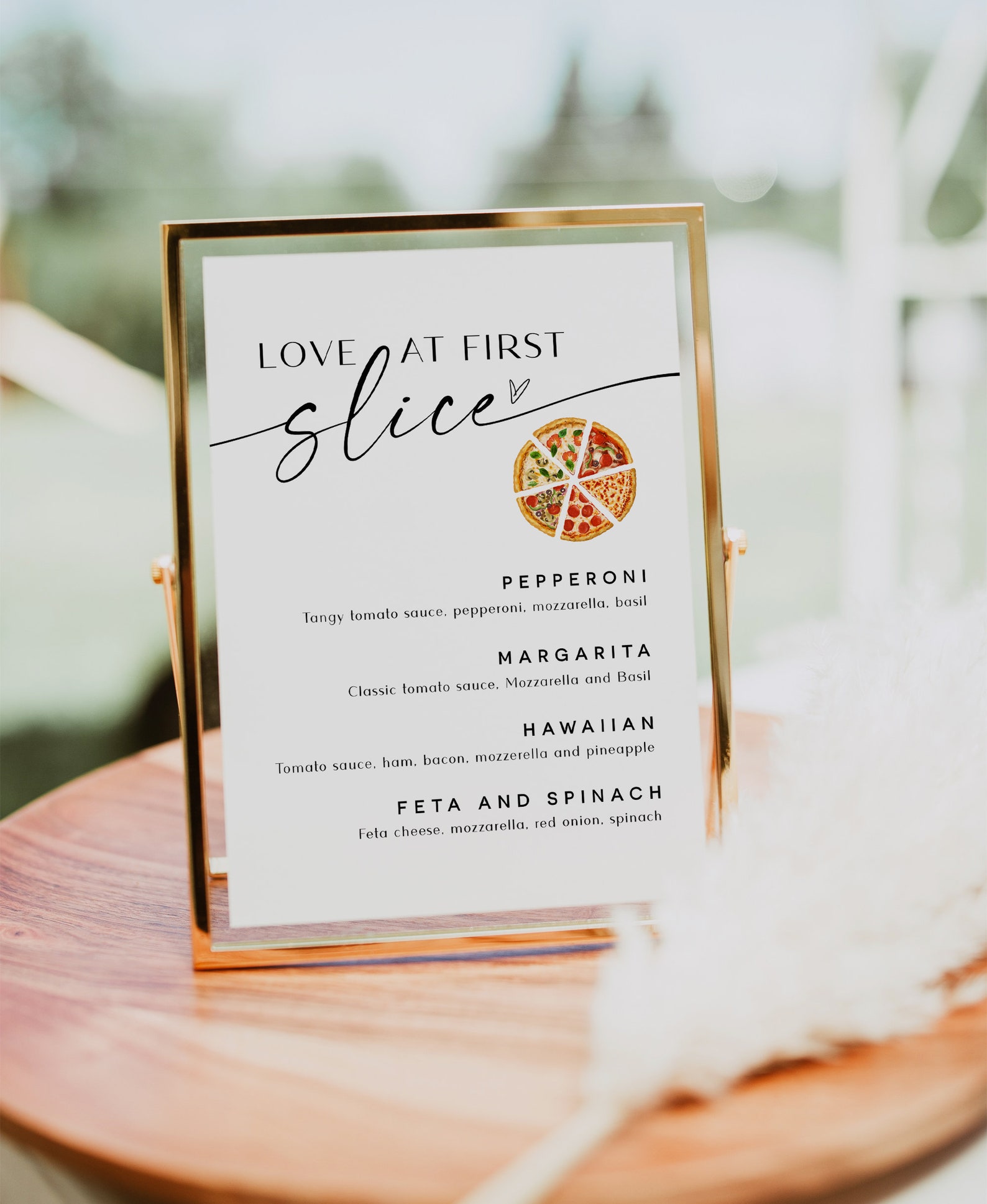 Love at First Slice Pizza Sign, Pizza Bar Sign, Editable Pizza Menu ...