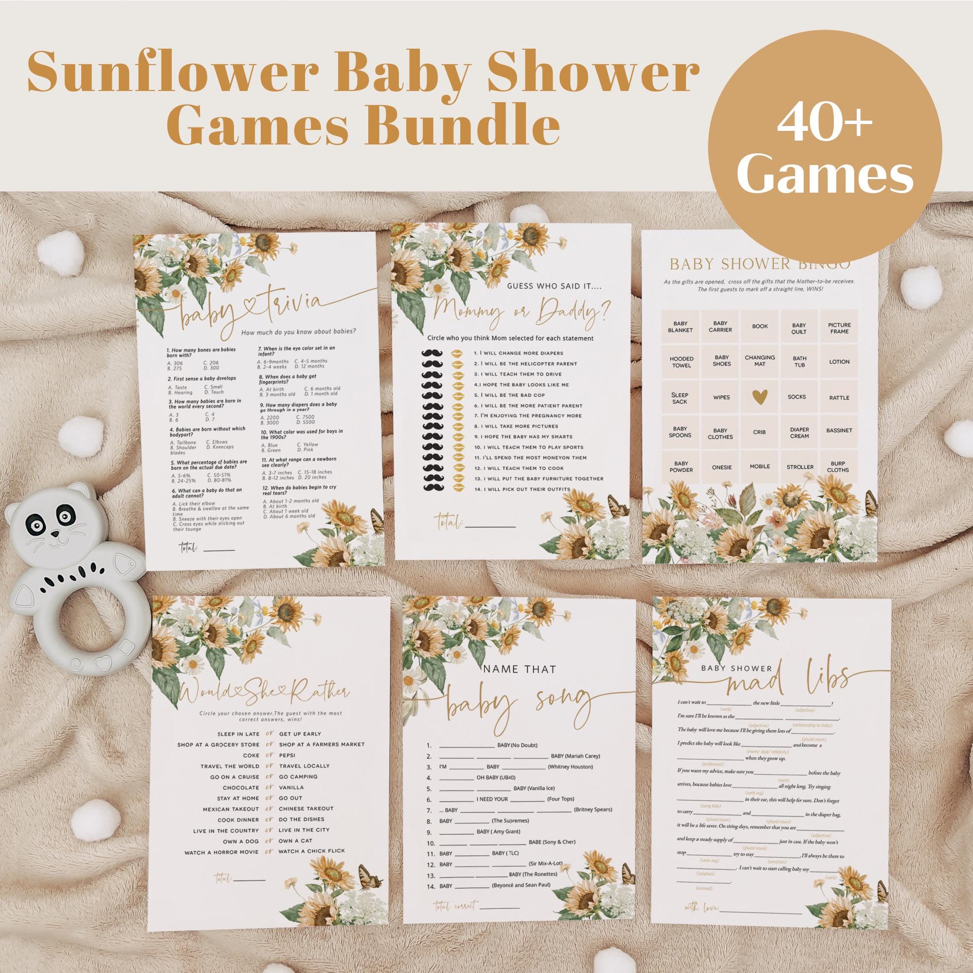 Fall Baby Shower Games Bundle, Sunflower Baby Shower Games, Games ...