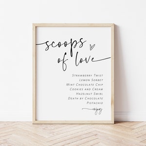 Scoops of Love Sign, Editable Ice-cream Bar Sign, Modern Wedding Sign ...
