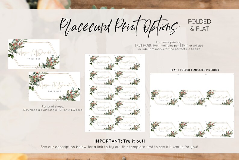 Christmas Place Card Template Escort Card Printable Seating - Etsy
