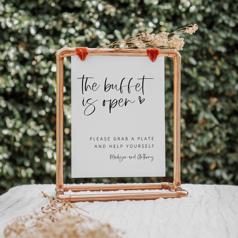Modern Buffet Table Sign, Buffet is Open Wedding Template, Food Buffet ...