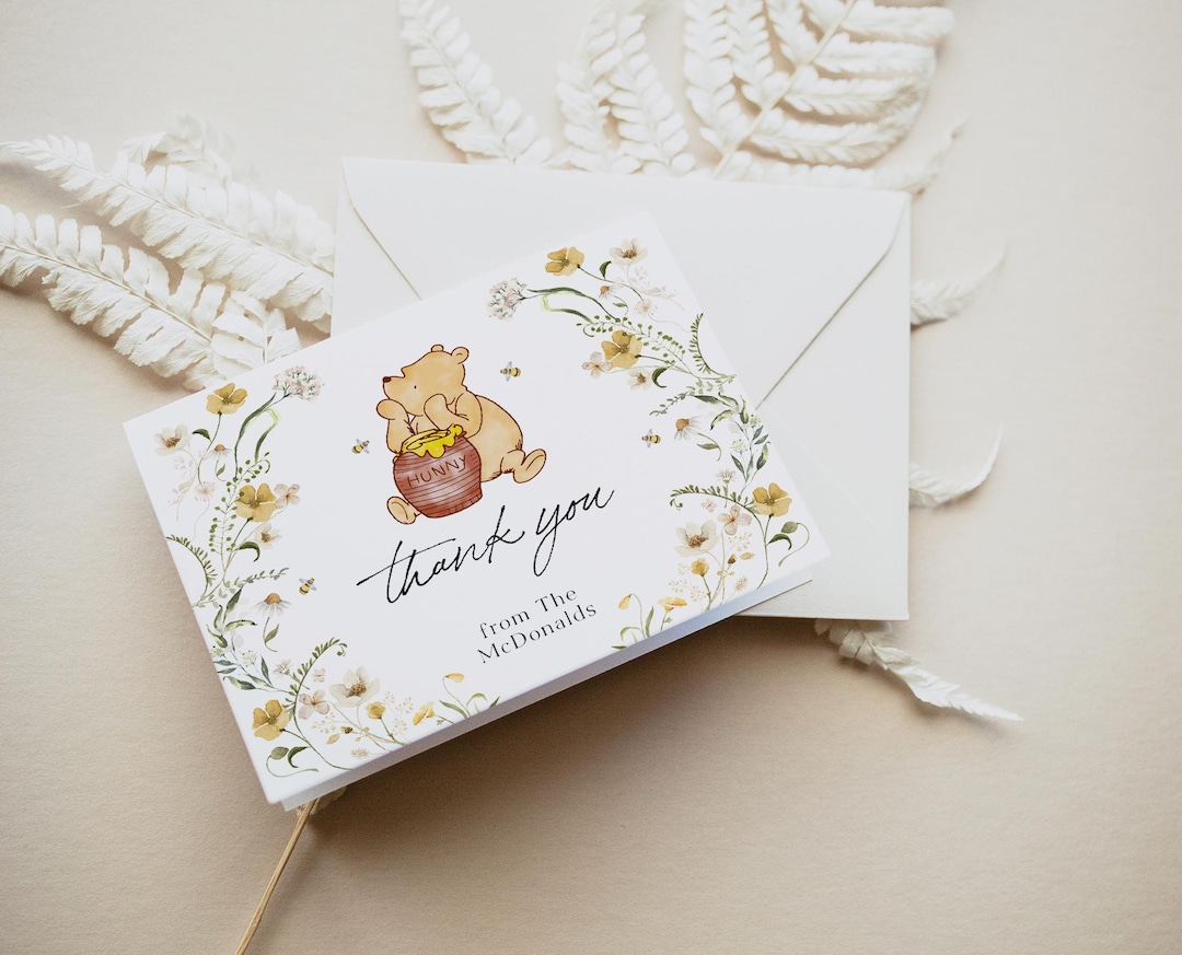 Winnie the Pooh Thank You Card Template, Thank You Card Printable ...