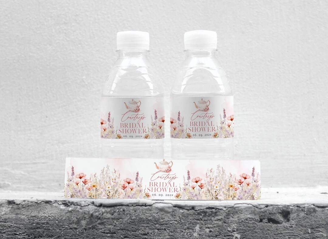 Tea Party Waterbottle Label, Printable Water Bottle Label, Editable ...