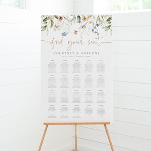 Wildflower Seating Chart, Greenery Printable Seating Chart, Instant ...