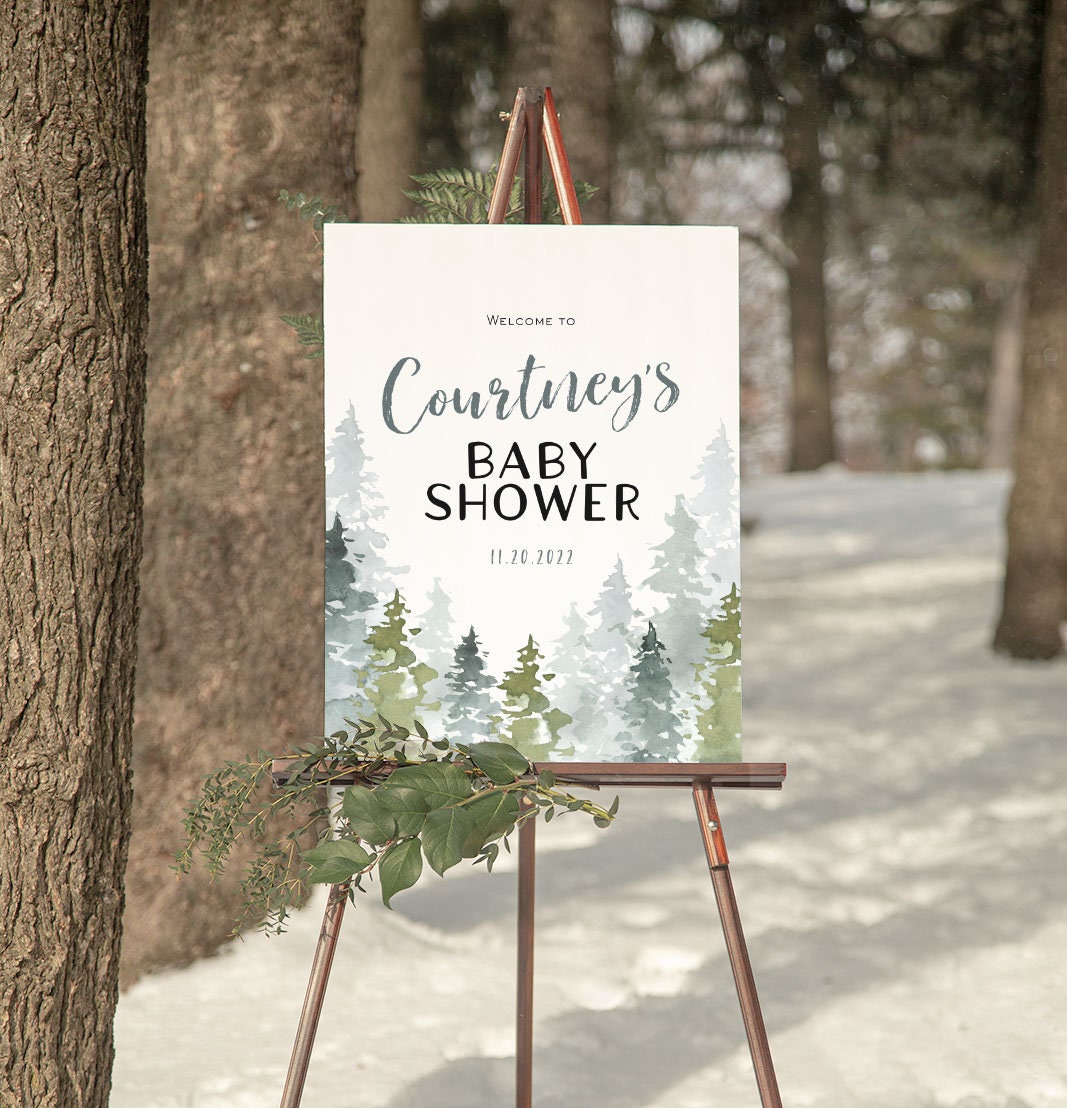 Pine Trees Baby Shower Welcome Sign Welcome Poster Pine | Etsy