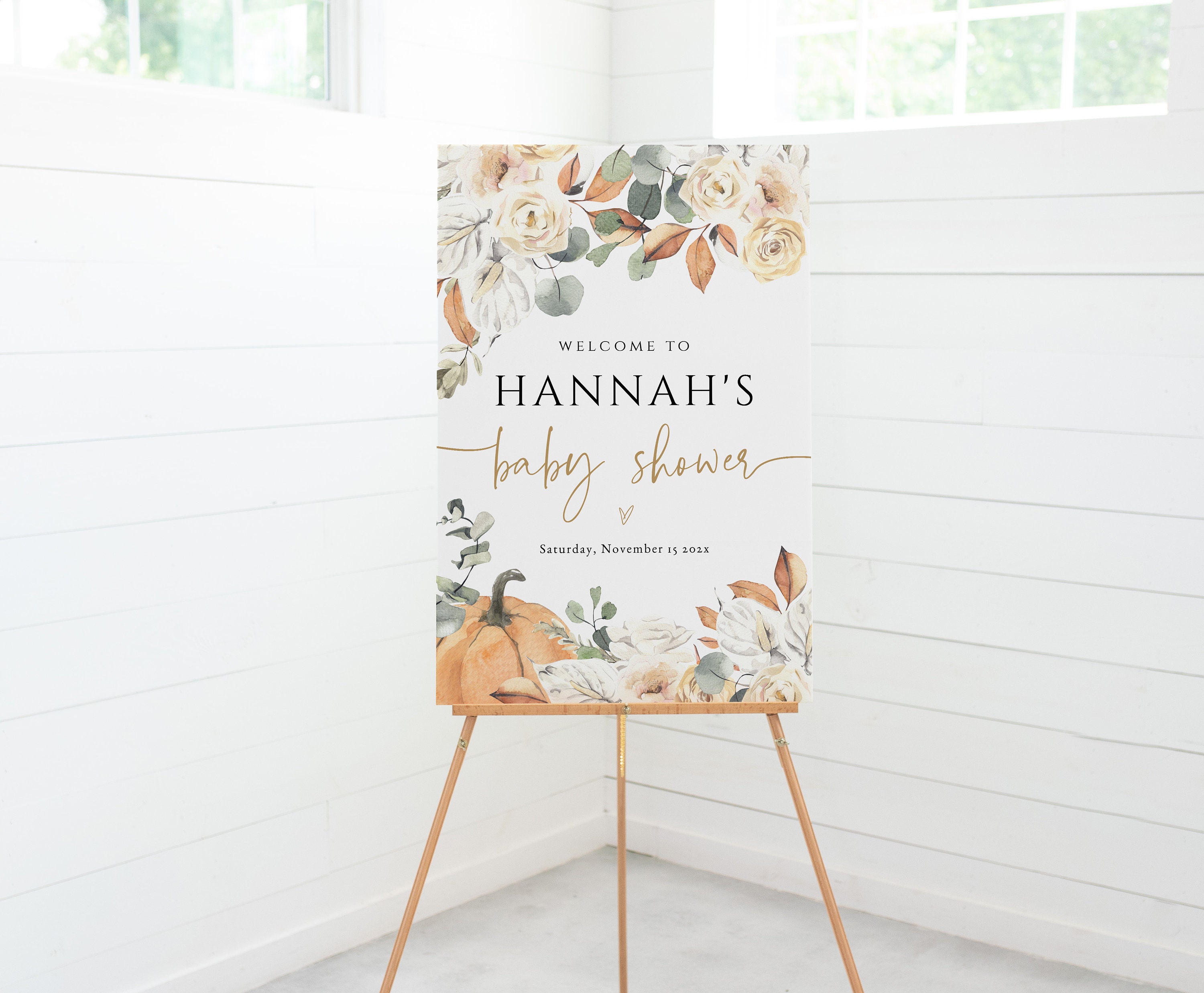 Pumpkin Welcome Sign Poster, Shower Welcome Sign, Fall Welcome Sign ...