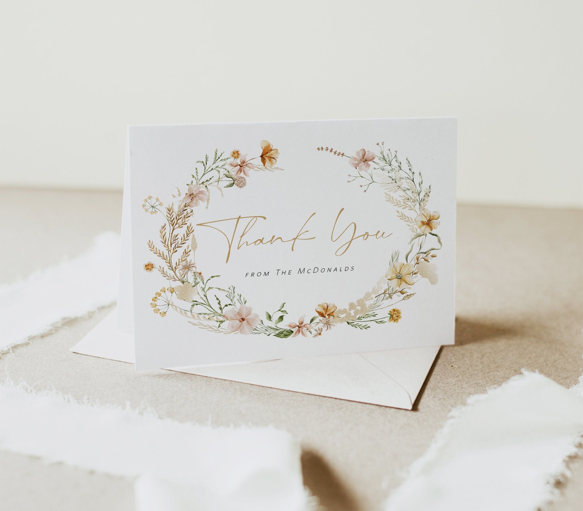 Wildflower Thank You Card Template Thank You Card Printable - Etsy