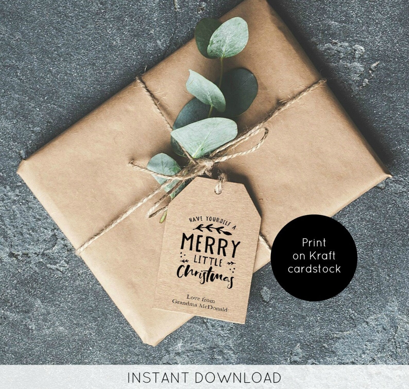 Rustic Christmas Gift Tag Template Printable Christmas Tags | Etsy