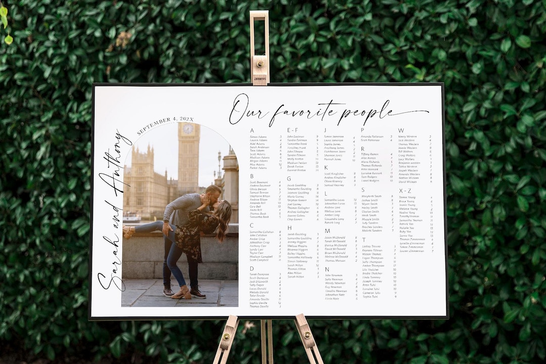 Horizontal Photo Alphabet Seating Chart, Alphabetical Seating Chart ...