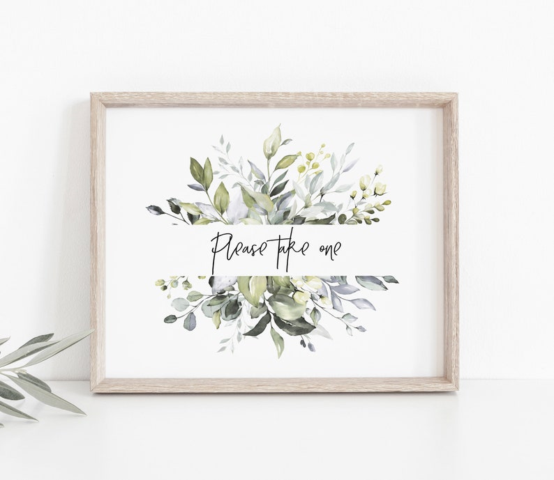 Greenery Please Take One Sign, Favors Sign Template, Printable Table ...